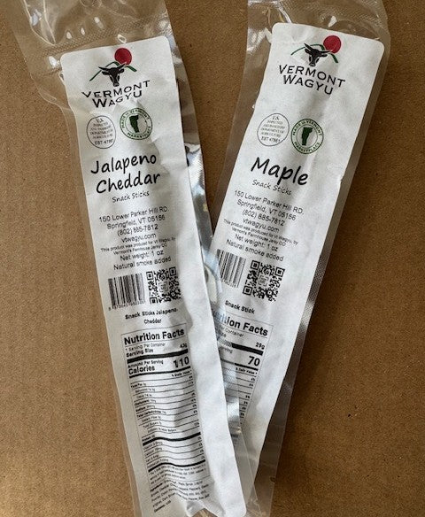 Vermont Wagyu Single Snack Sticks (1 oz) Maple or Jalapeno Cheddar